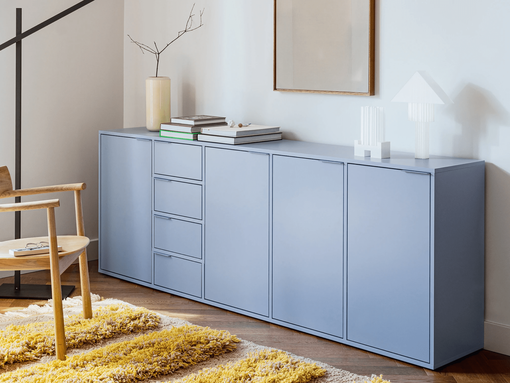 Sideboard in Blue with Doors and Backpanels