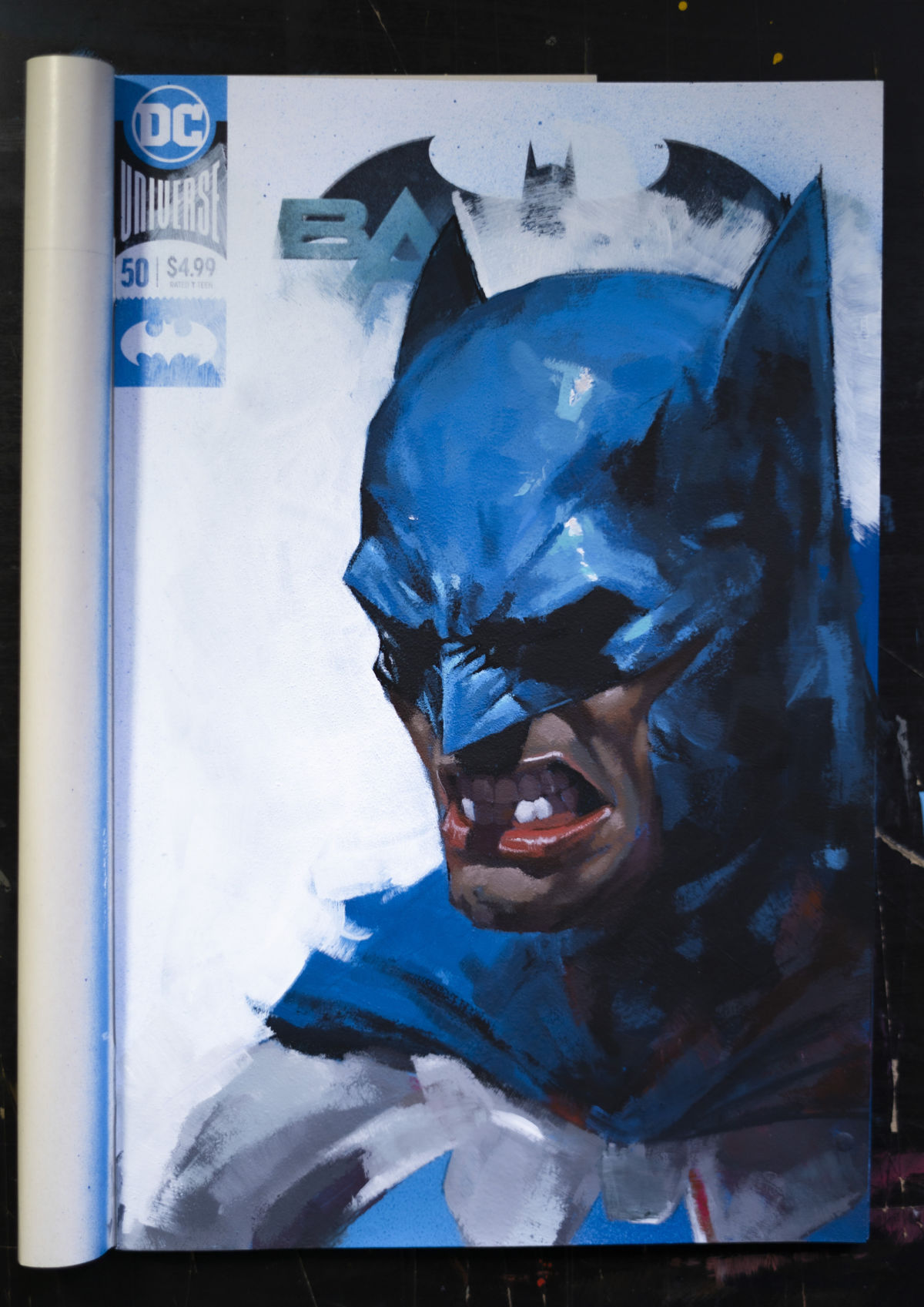 Batman - Acrylic painting on Blank Variant comic Original | Raremarq
