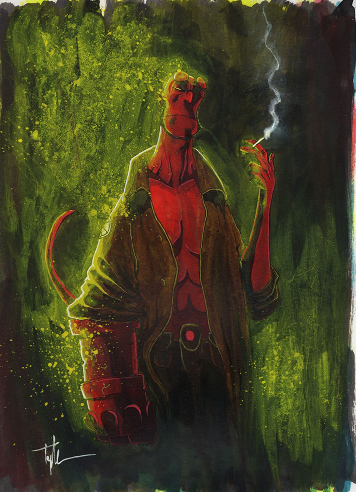 HELLBOY PAINTING 9x12 Original Comic Art Auction by Ben | Nerd Crawler