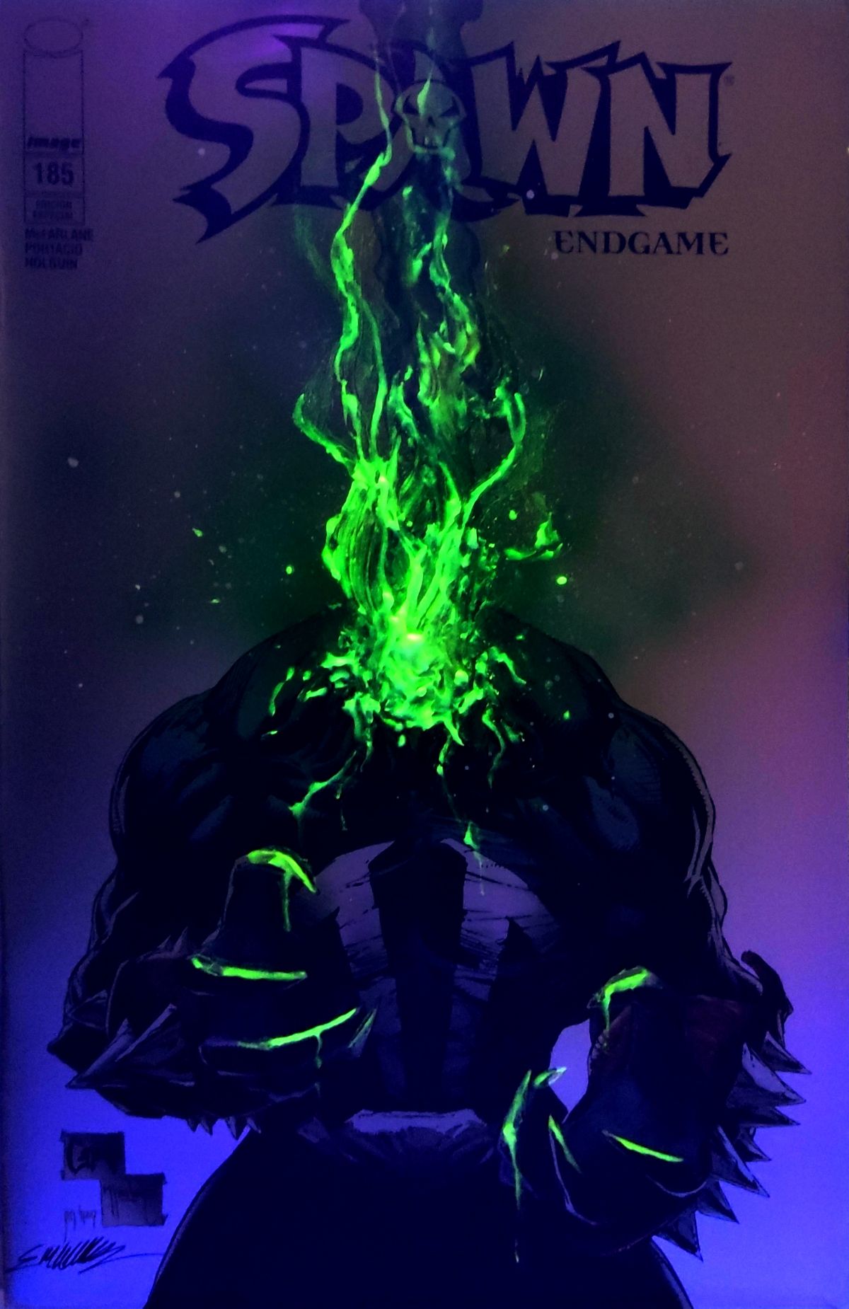 Spawn 185 mexican foil Glow in Black light by Manu Silva | Raremarq