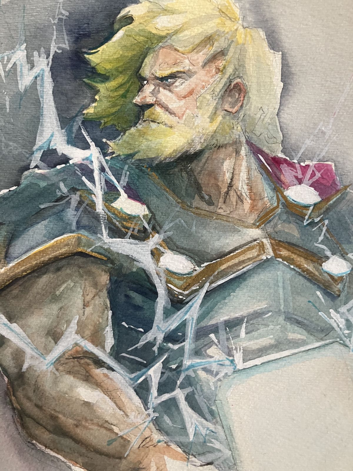 Thor Watercolor Illustration by Zeng Lin Original Comic Art | Raremarq