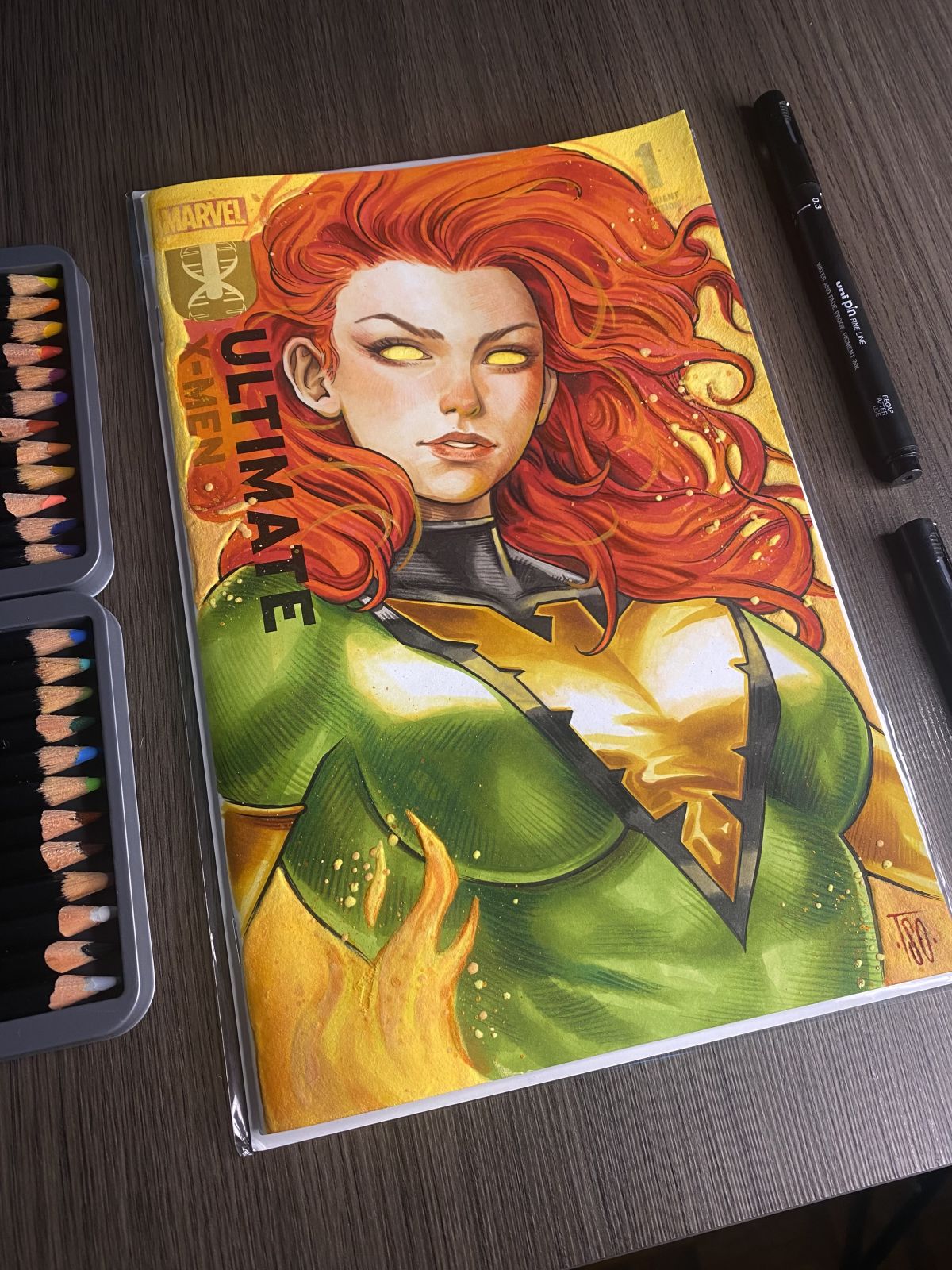 Jean Grey Phoenix Blank Cover Sketch Covers Auction by Tso | Raremarq