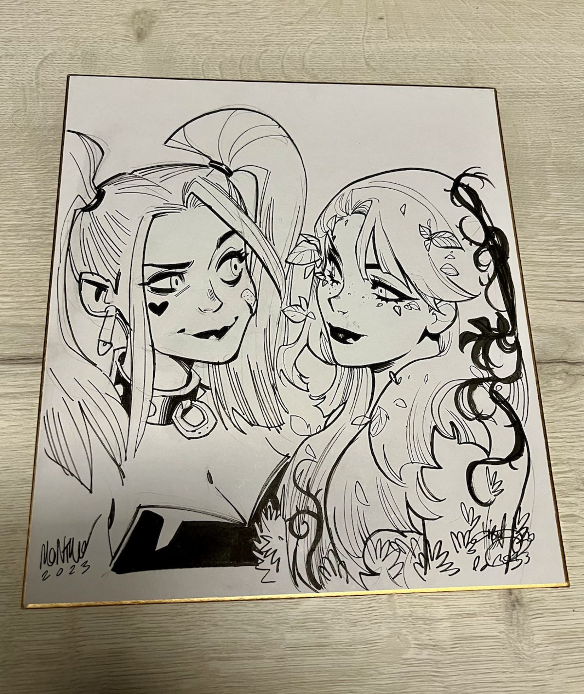 Harley Quinn & Poison Ivy Ink Sketch on Shikishi - Mirka | Raremarq