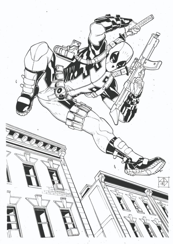 Deadpool Ink Sketch by Andrea Broccardo Original Comic | Nerd Crawler