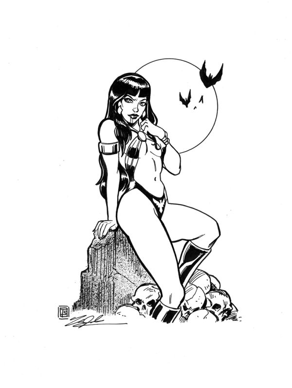 Vampirella ink drawing by Tim Shinn Sketch Auction by Tim | Raremarq