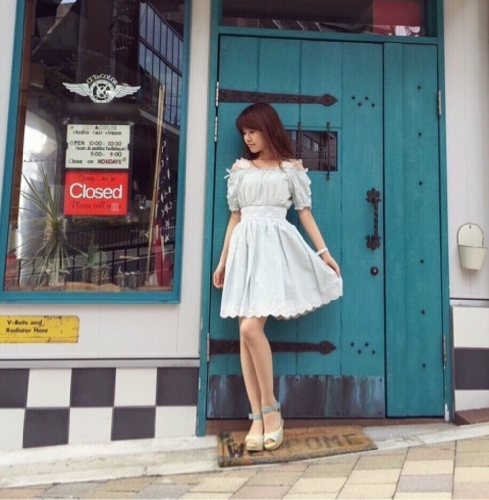 ワンピース オフショル LIZ LISA（リズリサ） x RANDA（ランダ） ウェッジソール アンクル ストラップ オープントゥ サンダルの ...