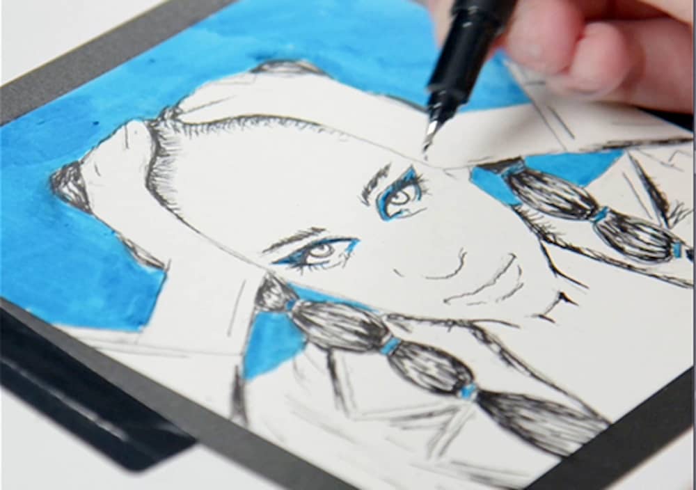 Portrait Drawing With A Pop Of Color - Cupixel