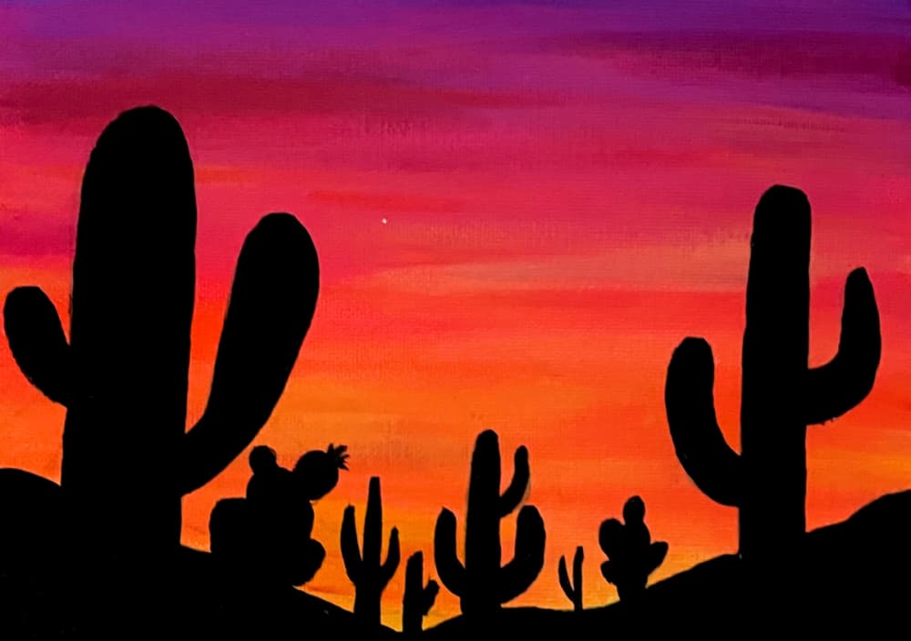 Live Replay: Sunset Silhouette - Desert Cacti - Cupixel