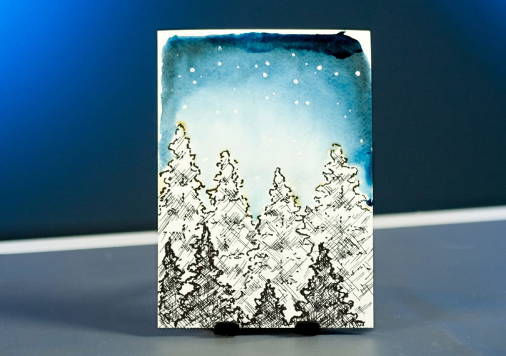 Live Replay: Watercolor Sky Over Ink Trees - Cupixel