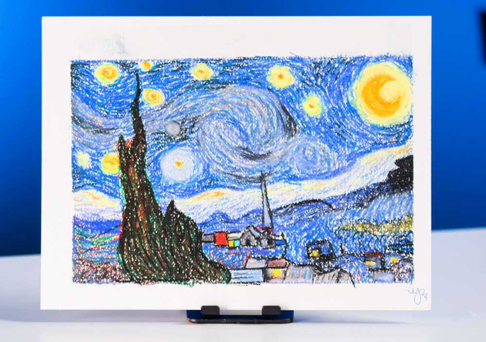 how to draw starry night with oil pastels