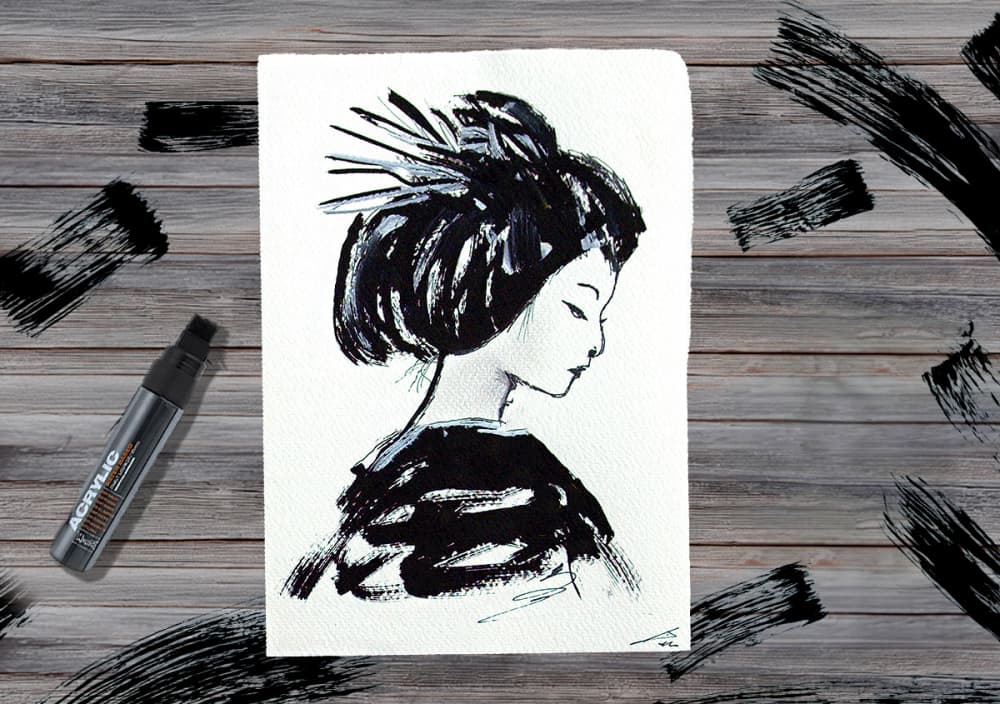 3 - Coloring: Ink Brush Style - Shogun Inspired - Cupixel