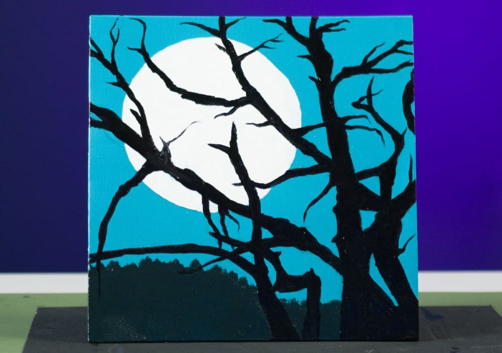 Moon Behind Tree Silhouette - Cupixel