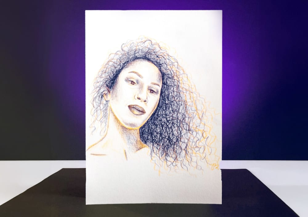 Complementary Color Portrait With Colored Pencils - Cupixel