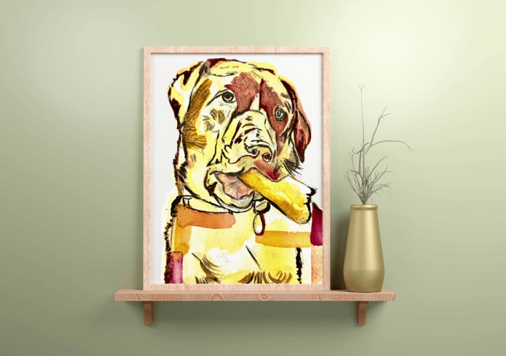 Live Replay: Mixed-Media Monochrome Dog Portrait - Cupixel