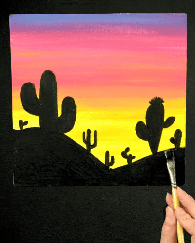 Live Replay: Sunset Silhouette - Desert Cacti - Cupixel