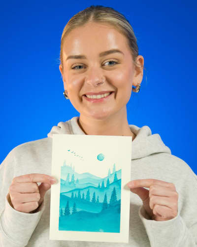 Live Replay: Simple Monochrome Watercolor Landscape - Cupixel