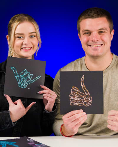 Live Replay: Neon Skeleton Hand Signs - Cupixel