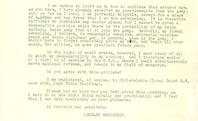 Bernstein: Duty and Career - Curtis Institute of Music