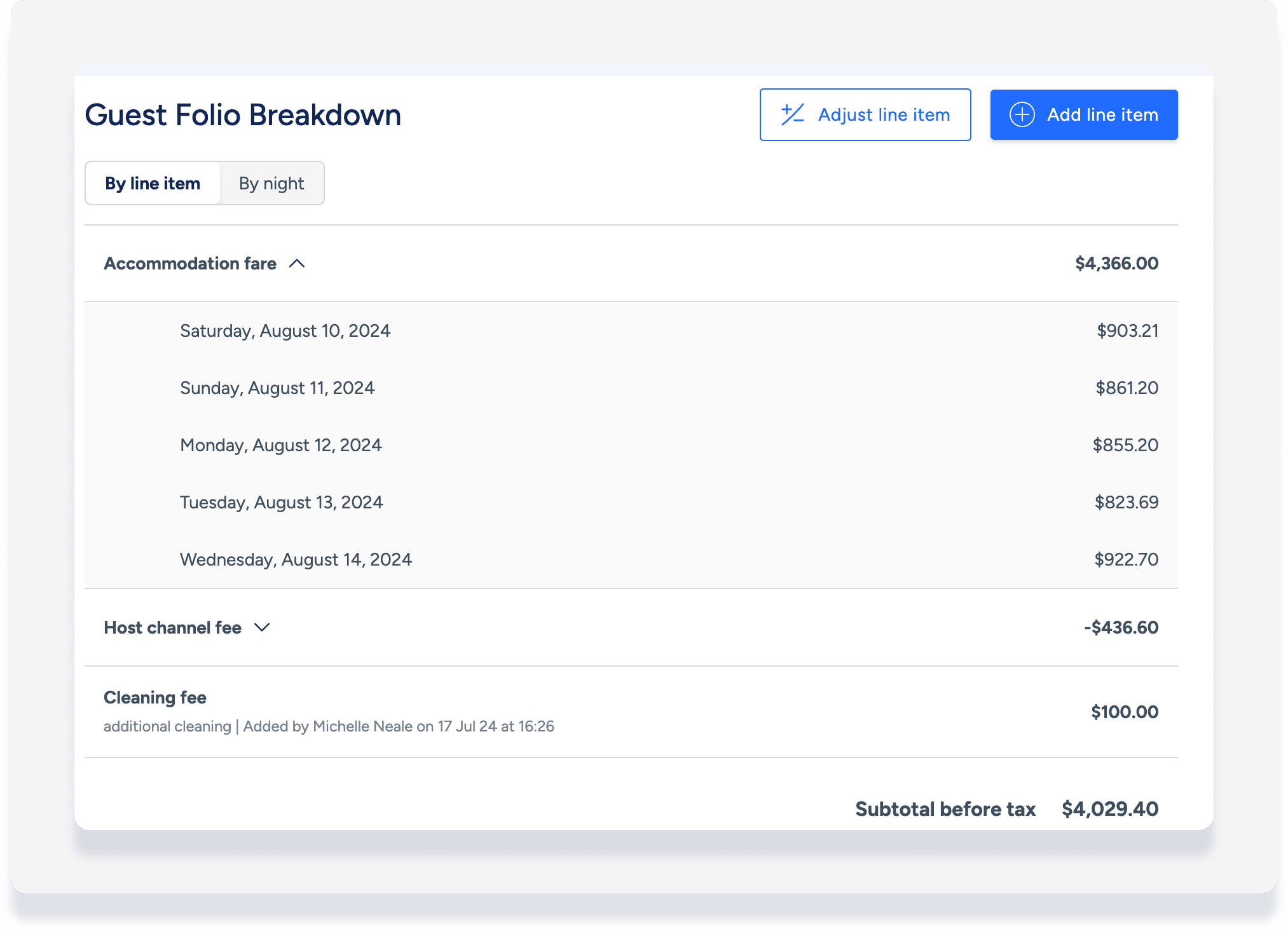 Adjusting a reservation's guest folio (Non-accounting users) – Guesty ...