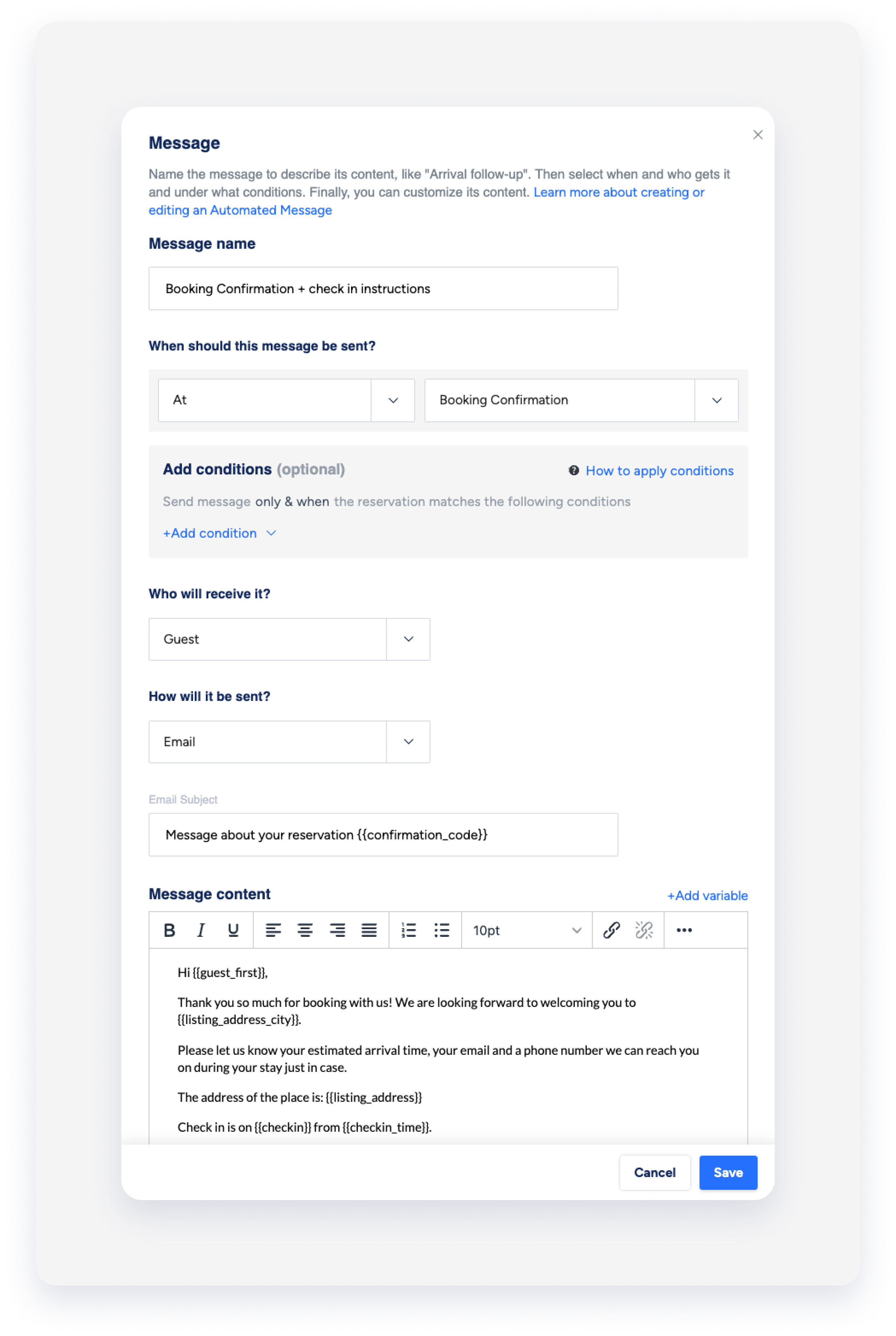 Managing automated messages for guests, owners and team members ...