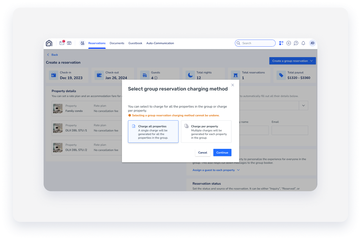 Creating a group reservation for multiple listings – Guesty Help Center