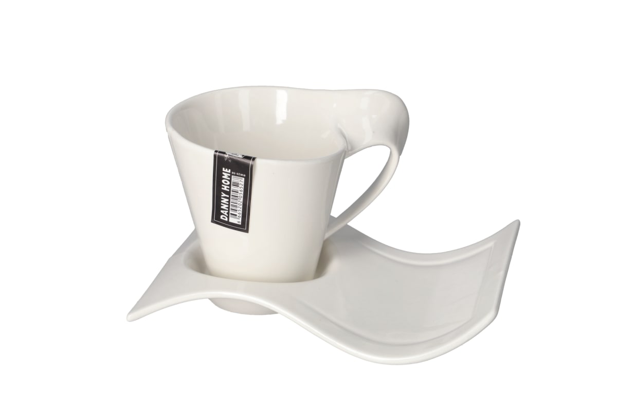 Ceramic Wavy Cup & Saucer 2pcs | Danny Home