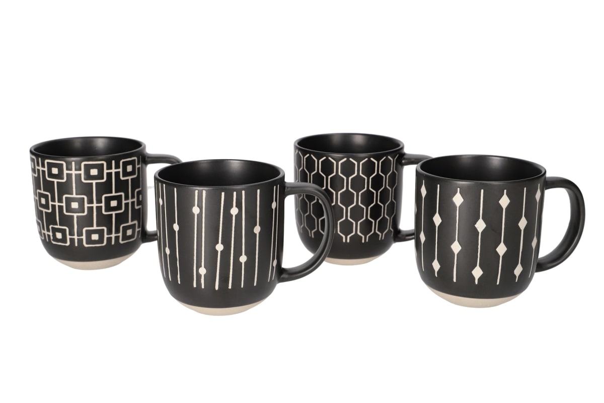 Porcelain Printed Mugs Set 4pcs 400ml | Danny Home