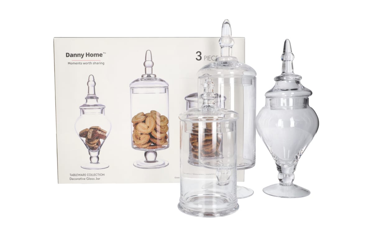 Decorative Cookie Glass Jar Set 3pcs | Danny Home