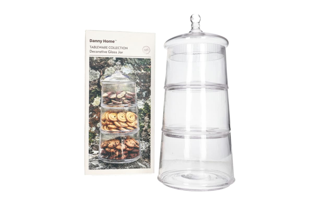 3 Layer Glass Cookie Jar 18cm | Danny Home
