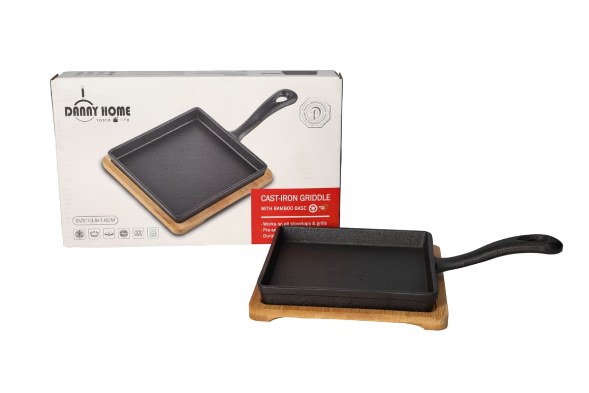 Sizzling Fry Pan with Bamboo Base 23.6cm | Danny Home