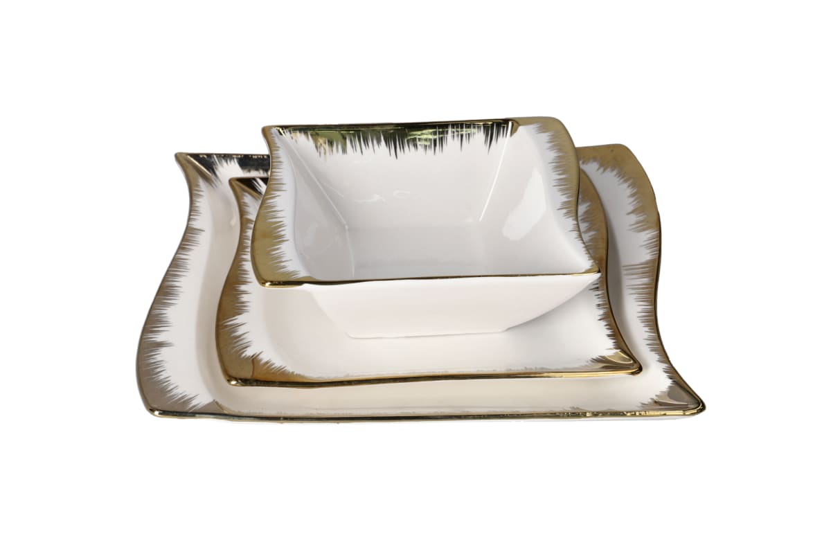 Wavy Golden Rim Dinner Plate 26.5cm | Danny Home