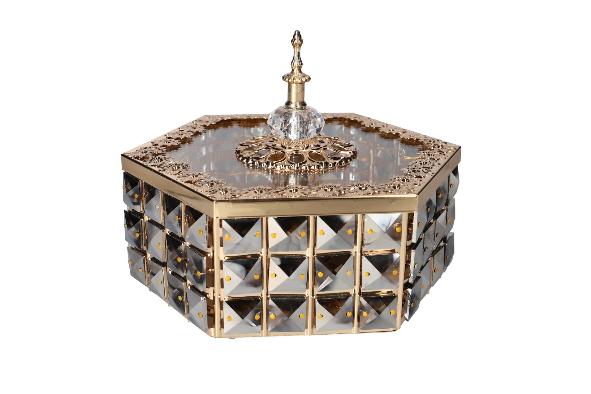 Metal Candy Box With Glass Lid 20cm | FastShopper