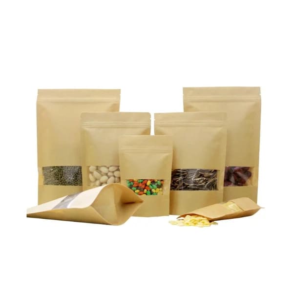 Kraft Paper Window Resealable Closure Bags 10x15cm 12pcs | Danny Home