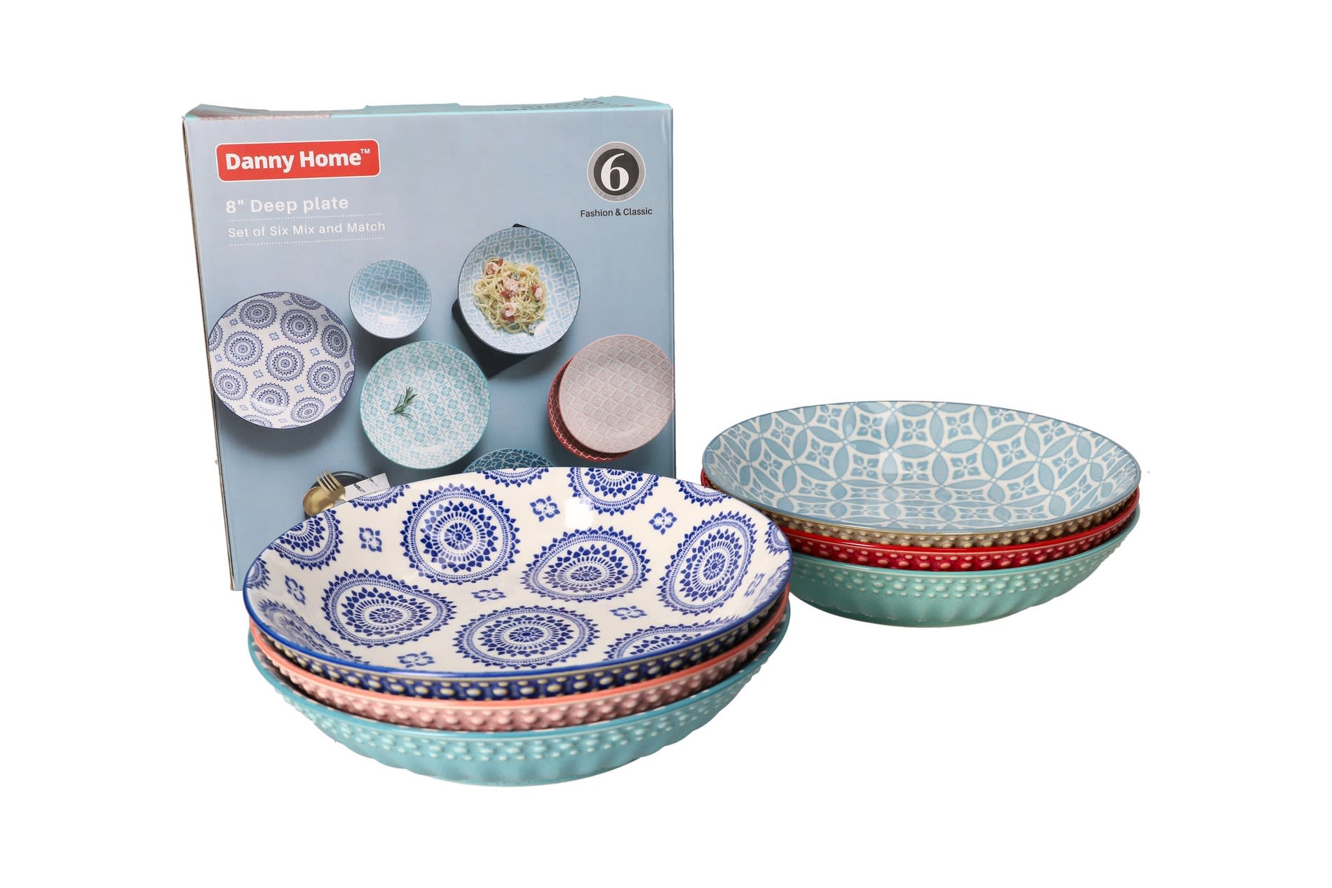 Bohemian Design Pasta Bowls 6pcs 20.4cm | Danny Home