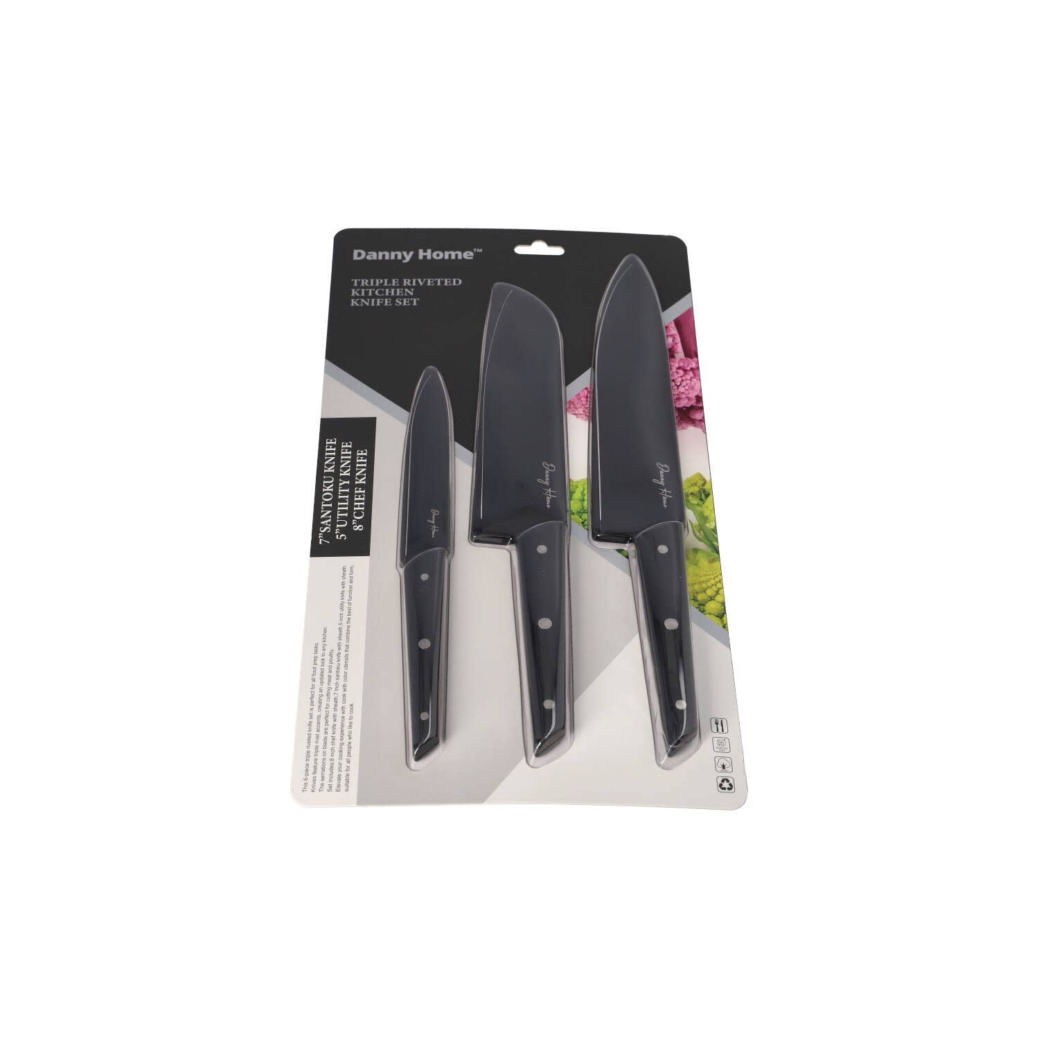 Black Knife Set 3pcs | Danny Home