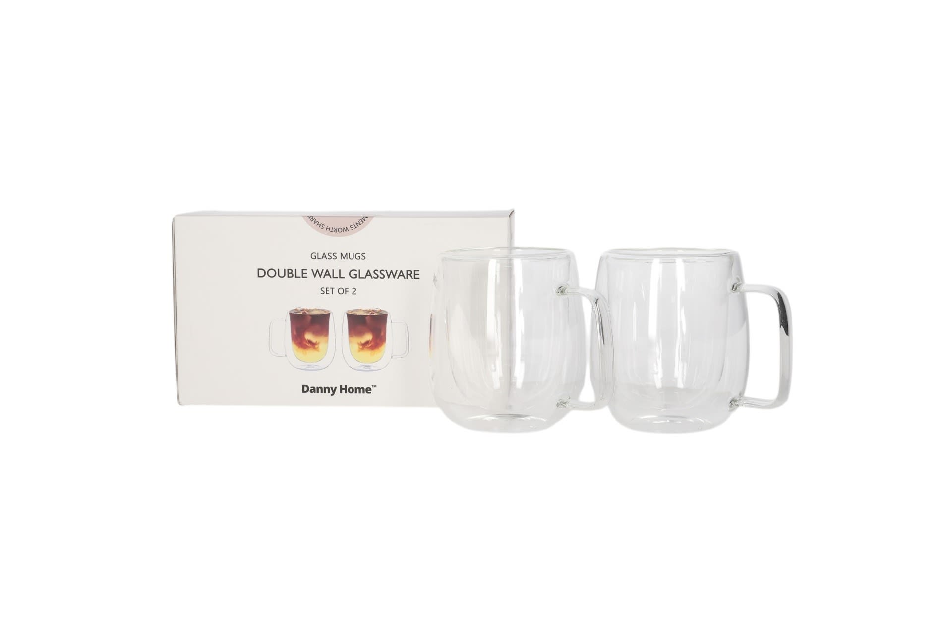 Double Walled Glass Mug with Handle 350ml | Danny Home