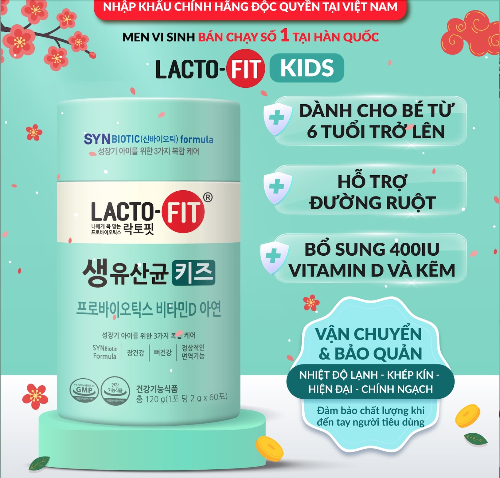 Men vi sinh Hàn Quốc dành cho bé LACTO-FIT KIDS 60 gói