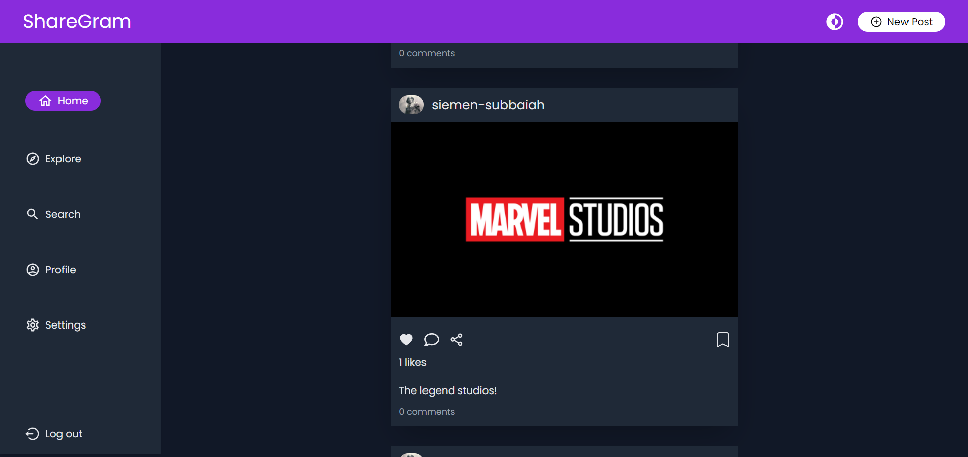 GitHub - siemen-subbaiah/sharegram: A social media web app where users can follow, upload, like ...