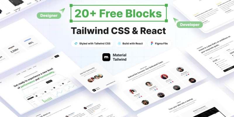 20+ Free Tailwind CSS & React Blocks - Fully Coded UI Sections with ...