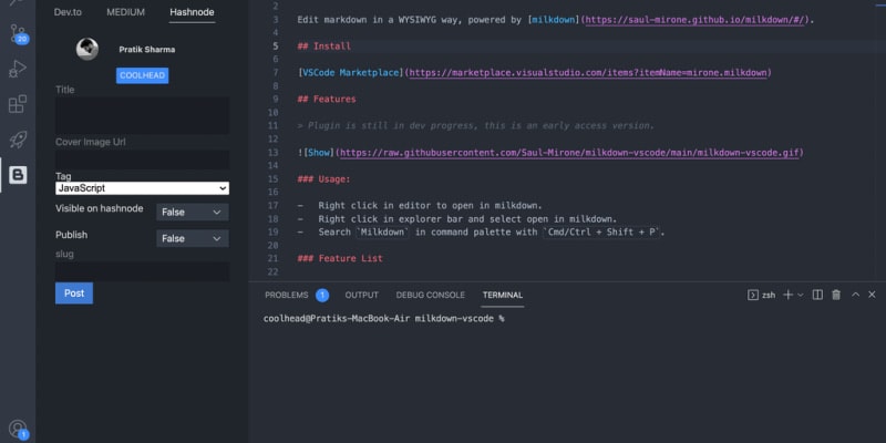 BlogTo - Blog from Vscode to medium, hashnode and devto | daily.dev
