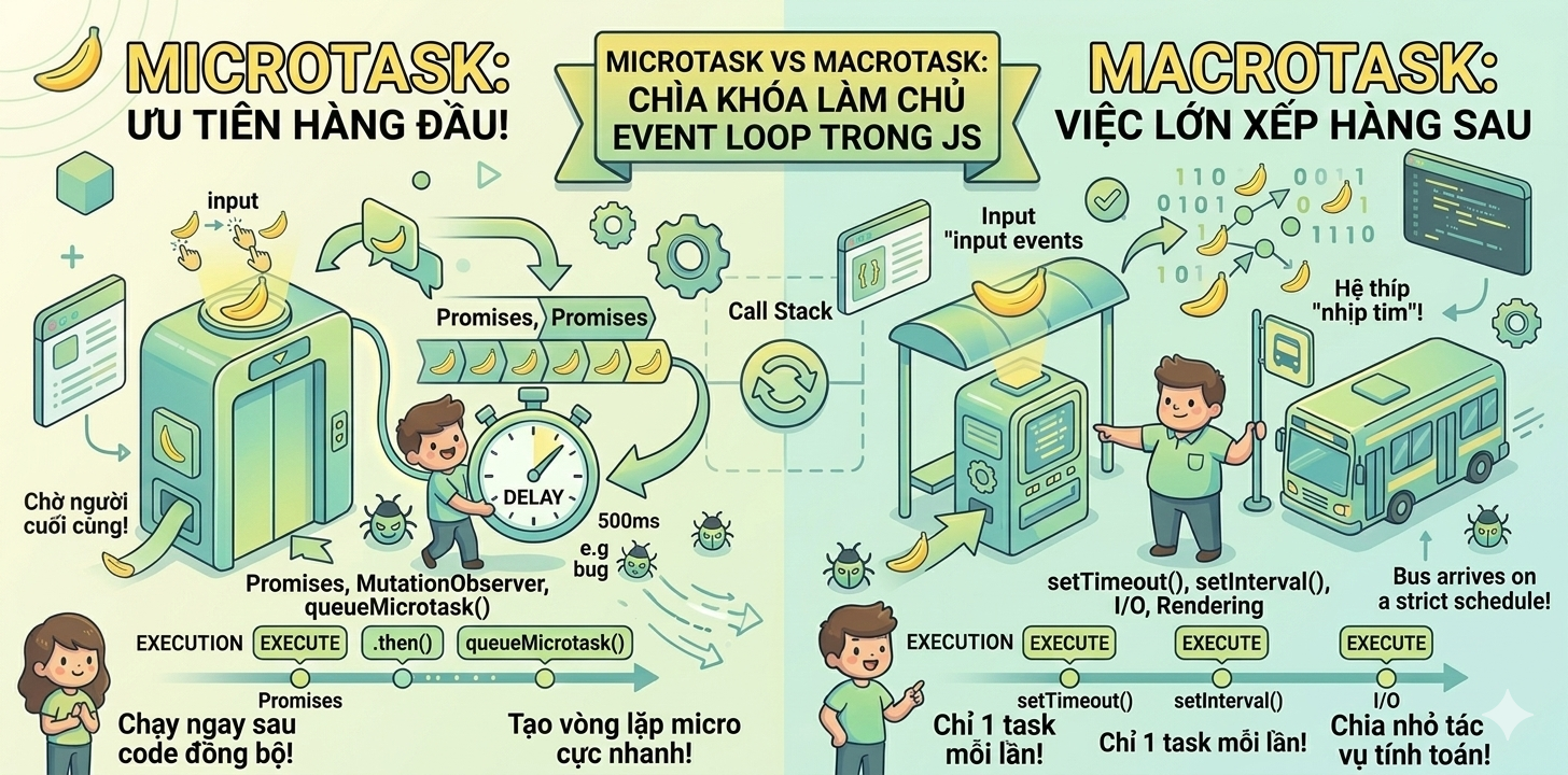 Microtask và Macrotask: Chìa khóa làm chủ Event Loop trong JS