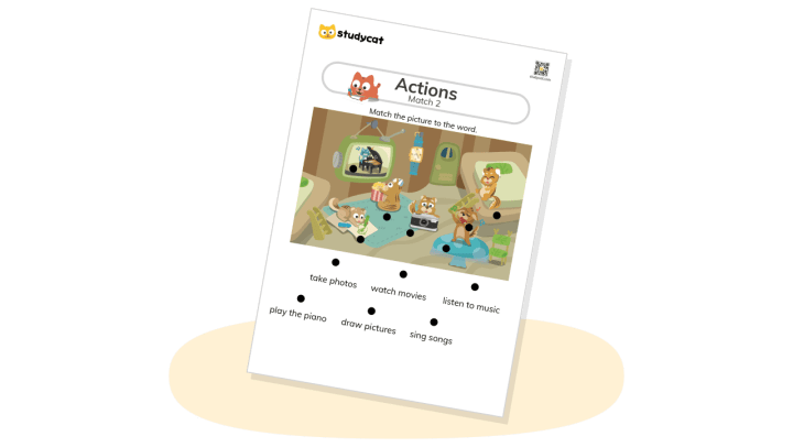 Actions match worksheet 2 downloadable | Fun English printables with ...