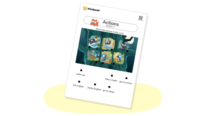 Actions match worksheet 3 downloadable | Fun English printables with ...