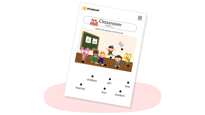 Classroom match 1 downloadable worksheet | Fun English printables with ...