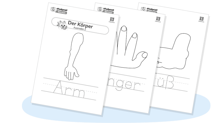 German body parts coloring worksheet set #2 | Fun German for kids