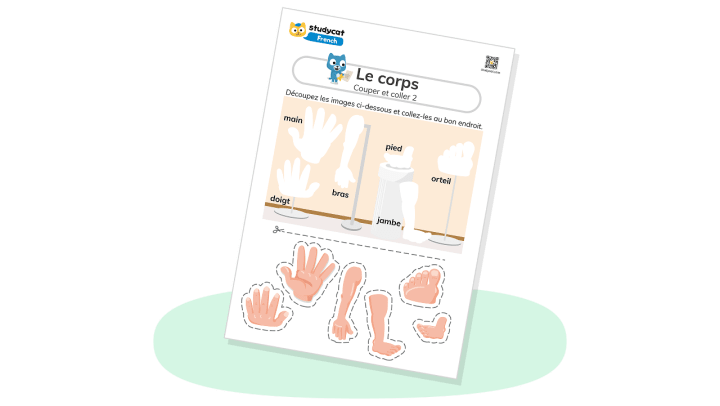French body parts cut and stick worksheet for kids #2 | Fun French with ...