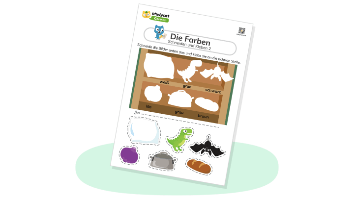 German colors cut and stick worksheet #2 | Fun German with Studycat