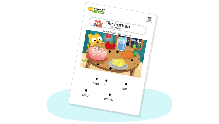 German colors match worksheet #1 | Fun German with Studycat