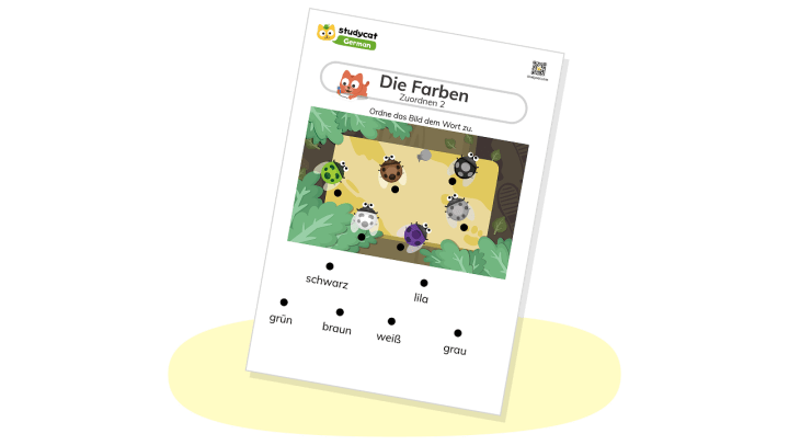 German colors match worksheet #2 | Fun German with Studycat