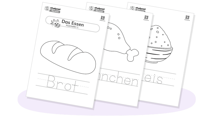 German food vocabulary coloring worksheet #1 | Fun German with Studycat